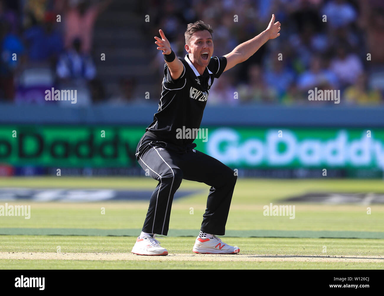 New Zealand's Trent Bolt celebrates during the ICC Cricket World Cup ...
