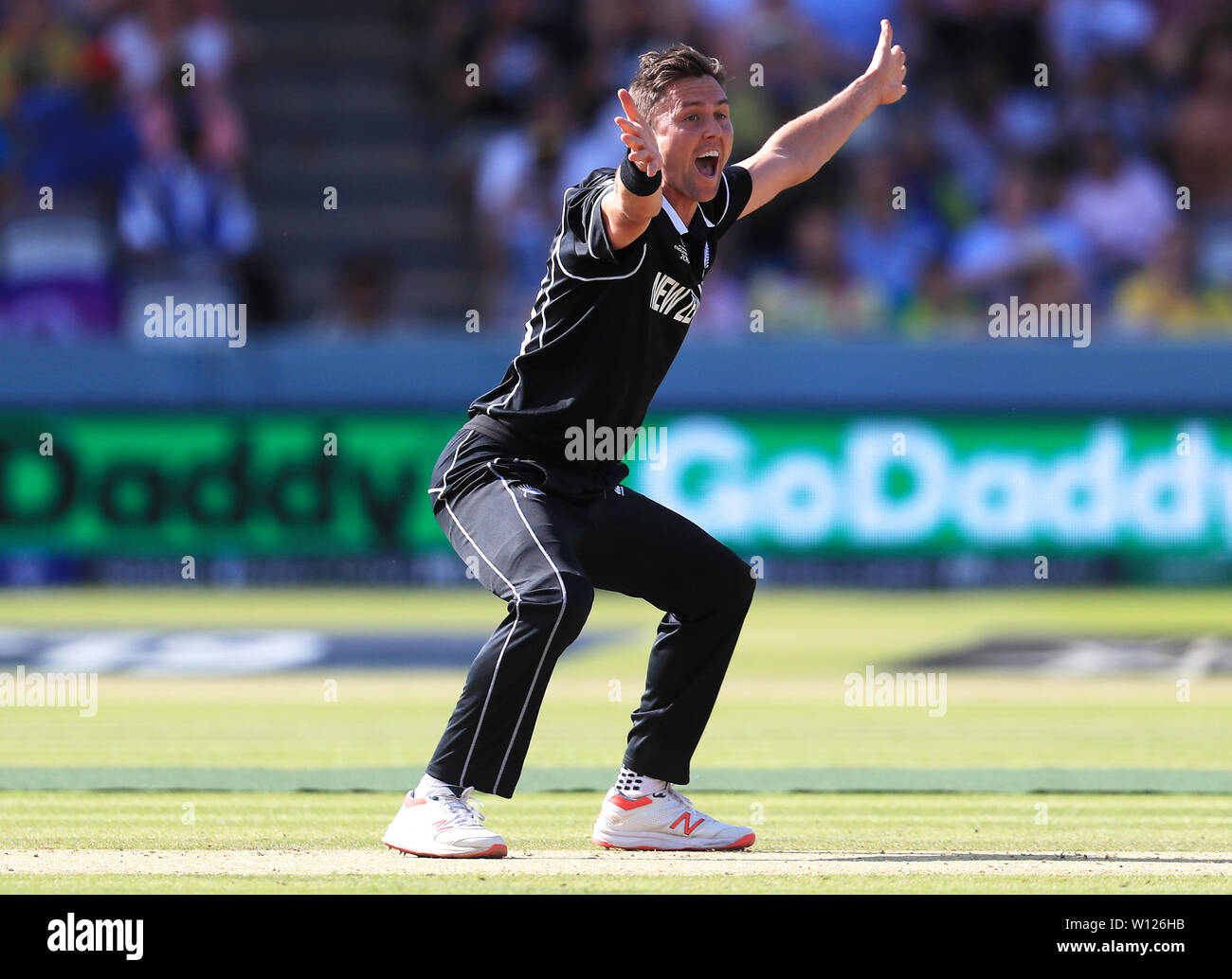 New Zealand's Trent Bolt celebrates a wicket during the ICC Cricket ...
