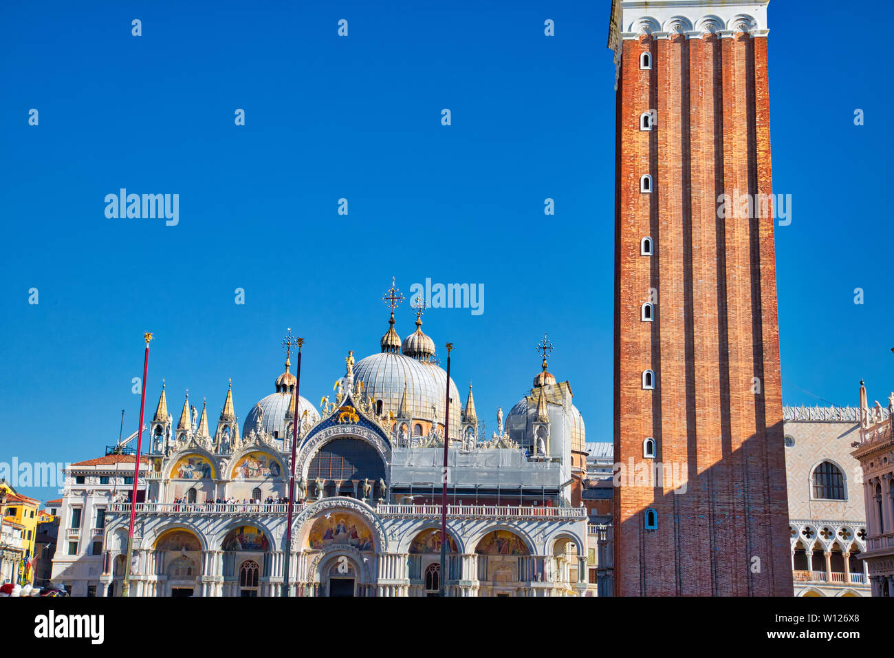 Landmark Saint Mark's Basilica located on Saint Marco square Stock ...