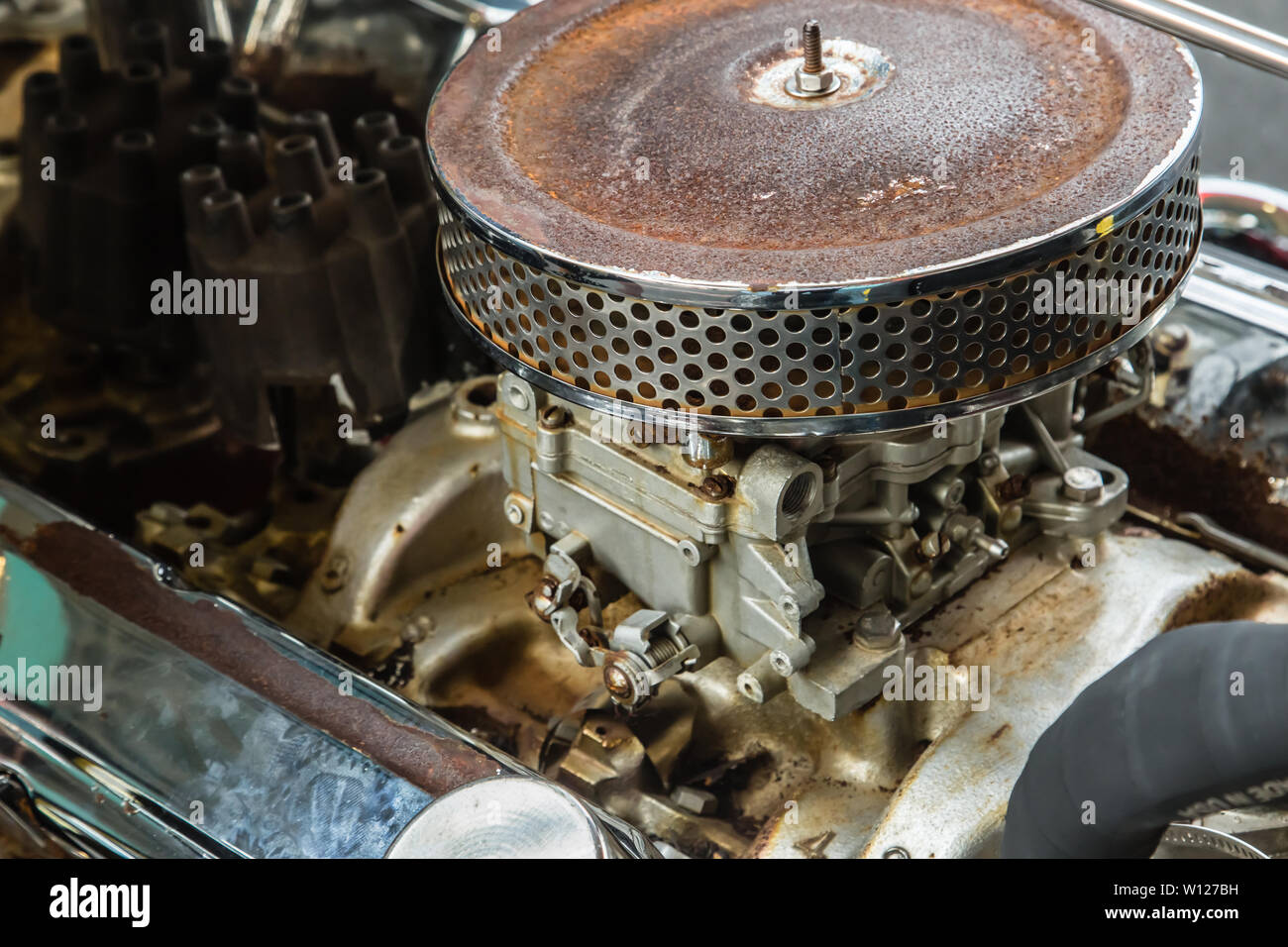 the old rusty metal engine machine closeup view Stock Photo - Alamy