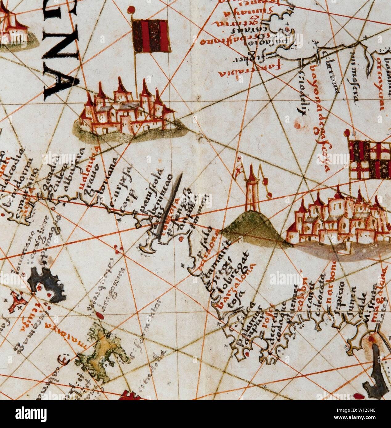 Joan Oliva / Nautical Atlas of the Mediterranean, 1592. Inv. 3233 ...