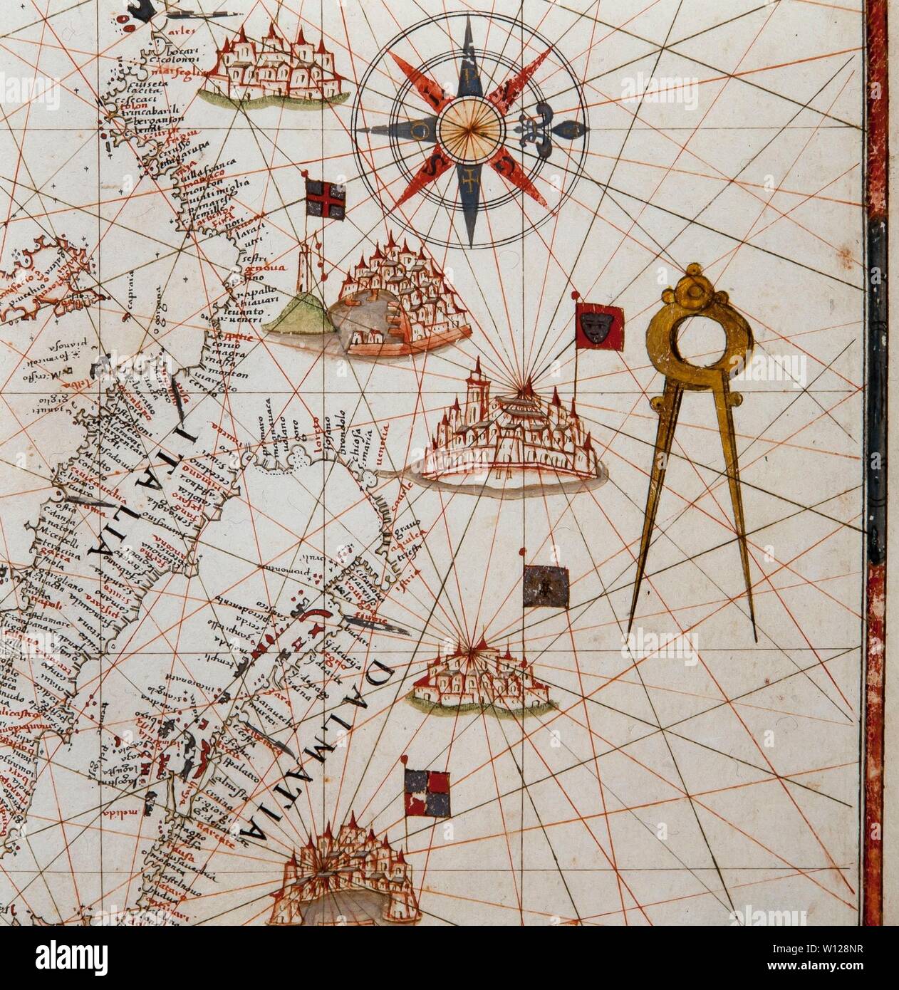 Joan Oliva / Nautical Atlas of the Mediterranean, 1592. Inv. 3233 ...