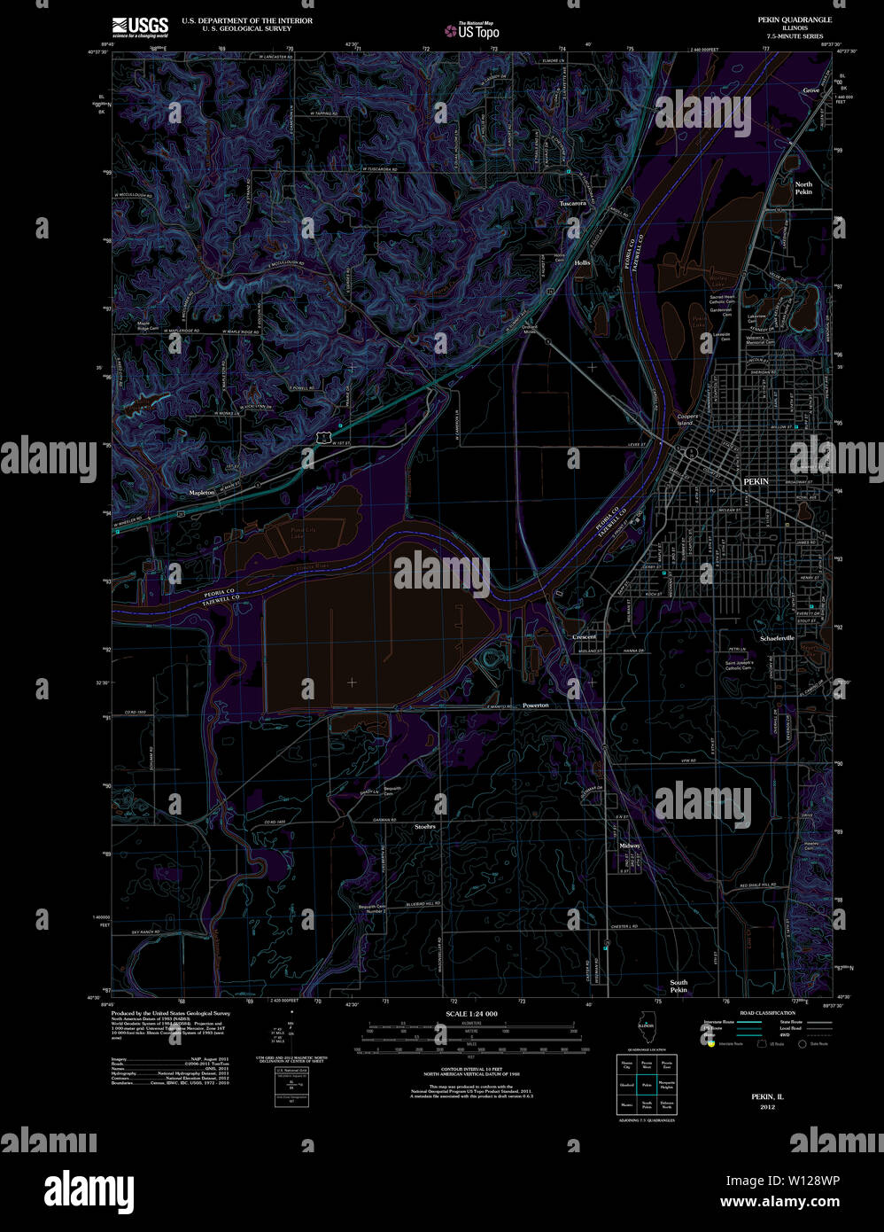 Map of pekin illinois hi-res stock photography and images - Alamy