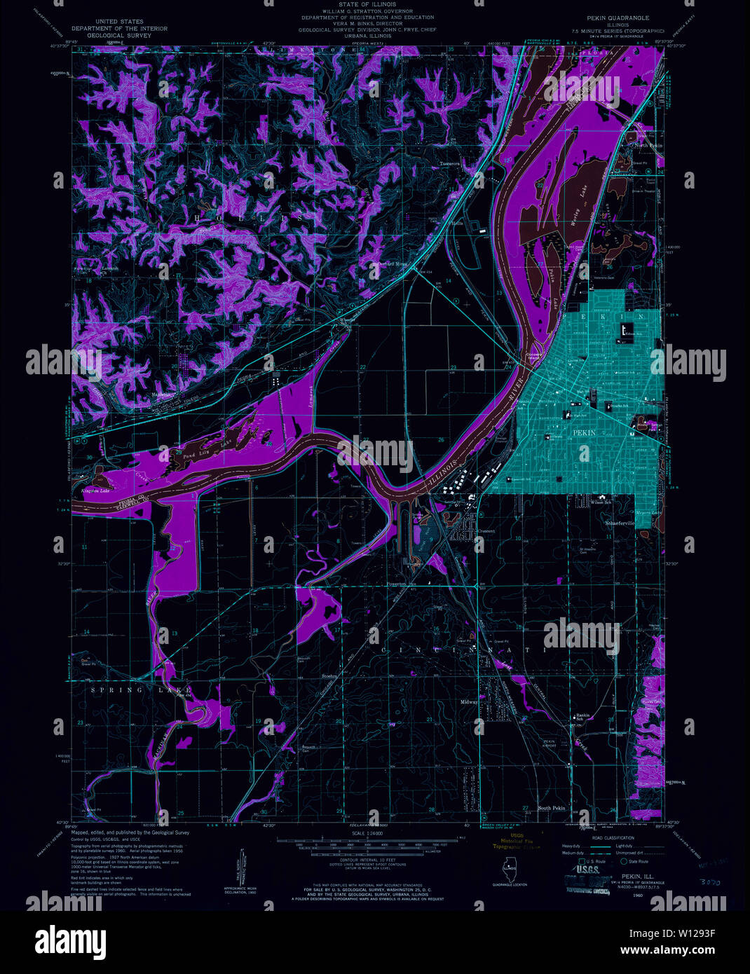 Map of pekin illinois hi-res stock photography and images - Alamy