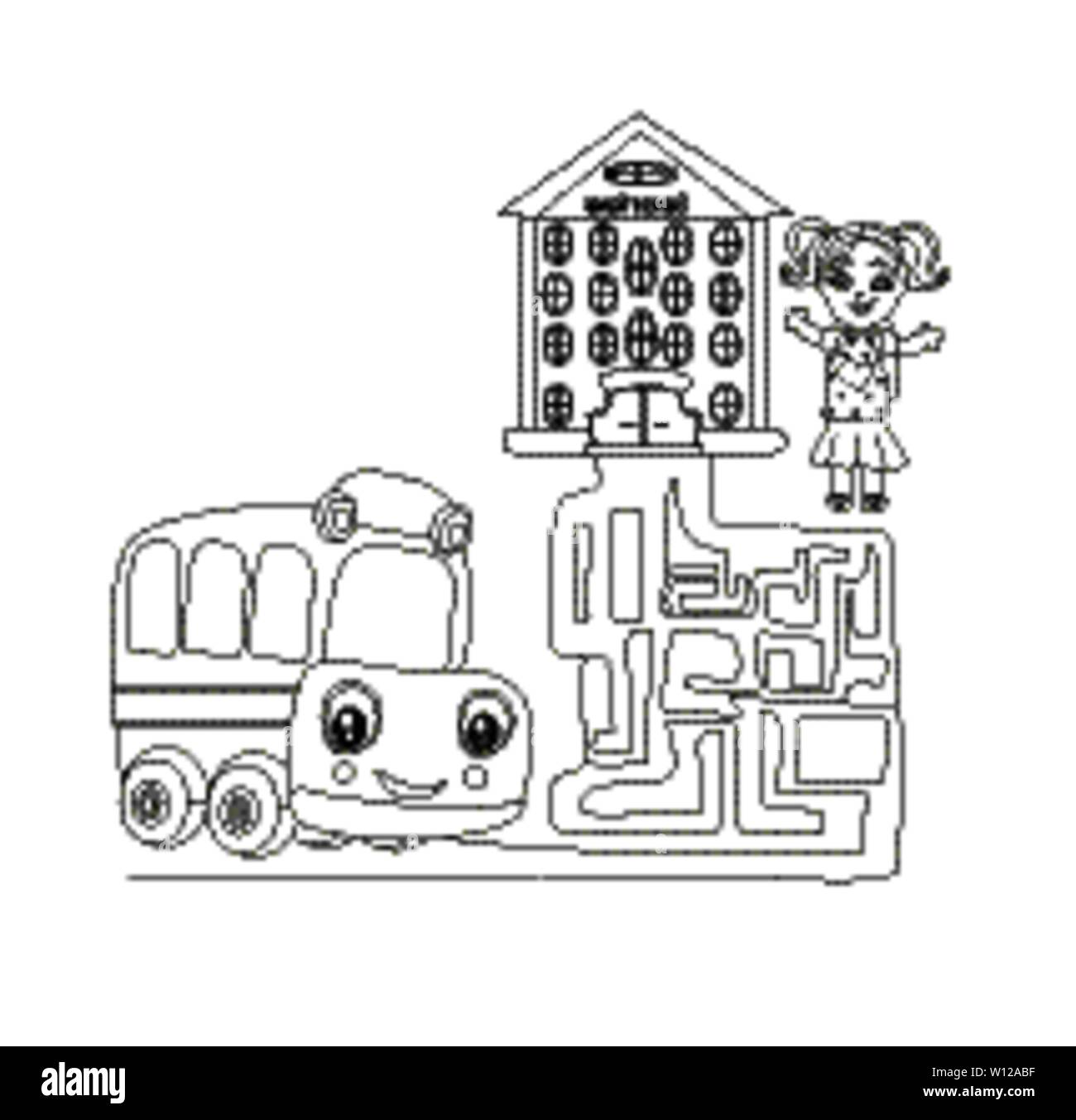Maze with cute school bus Stock Vector Image & Art - Alamy