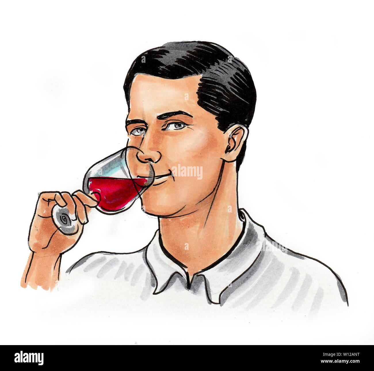 Man wine illustration Cut Out Stock Images & Pictures - Alamy