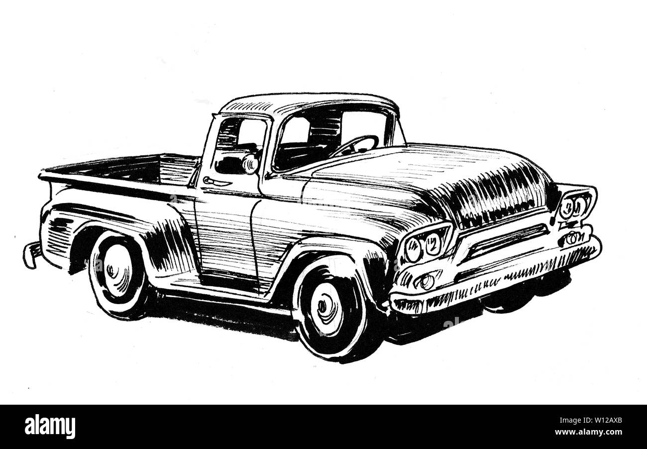 Vintage truck drawing Black and White Stock Photos & Images - Alamy