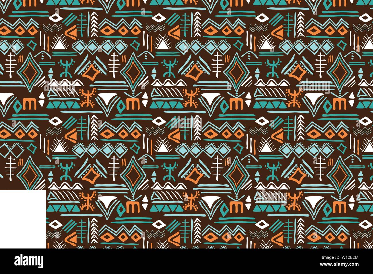 Tribal seamless pattern with archaic geometric ornament. Primitive ...