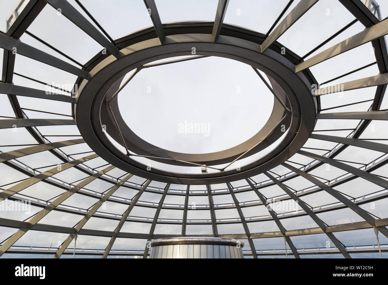 Empty top at the futuristic glass dome at the Reichstag (German ...