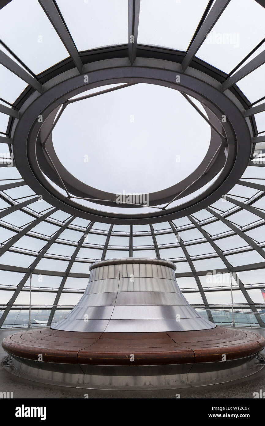 Empty top at the futuristic glass dome at the Reichstag (German ...