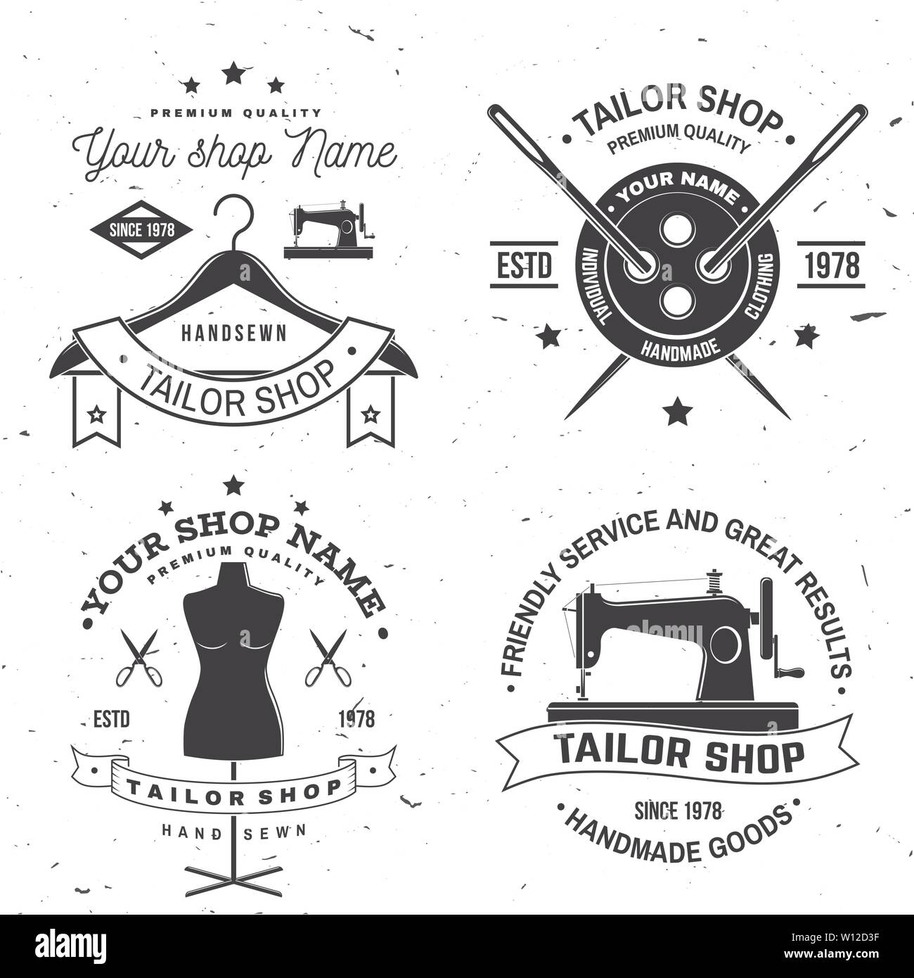 Set of tailor shop badges. Vector illustration Concept for shirt, print ...