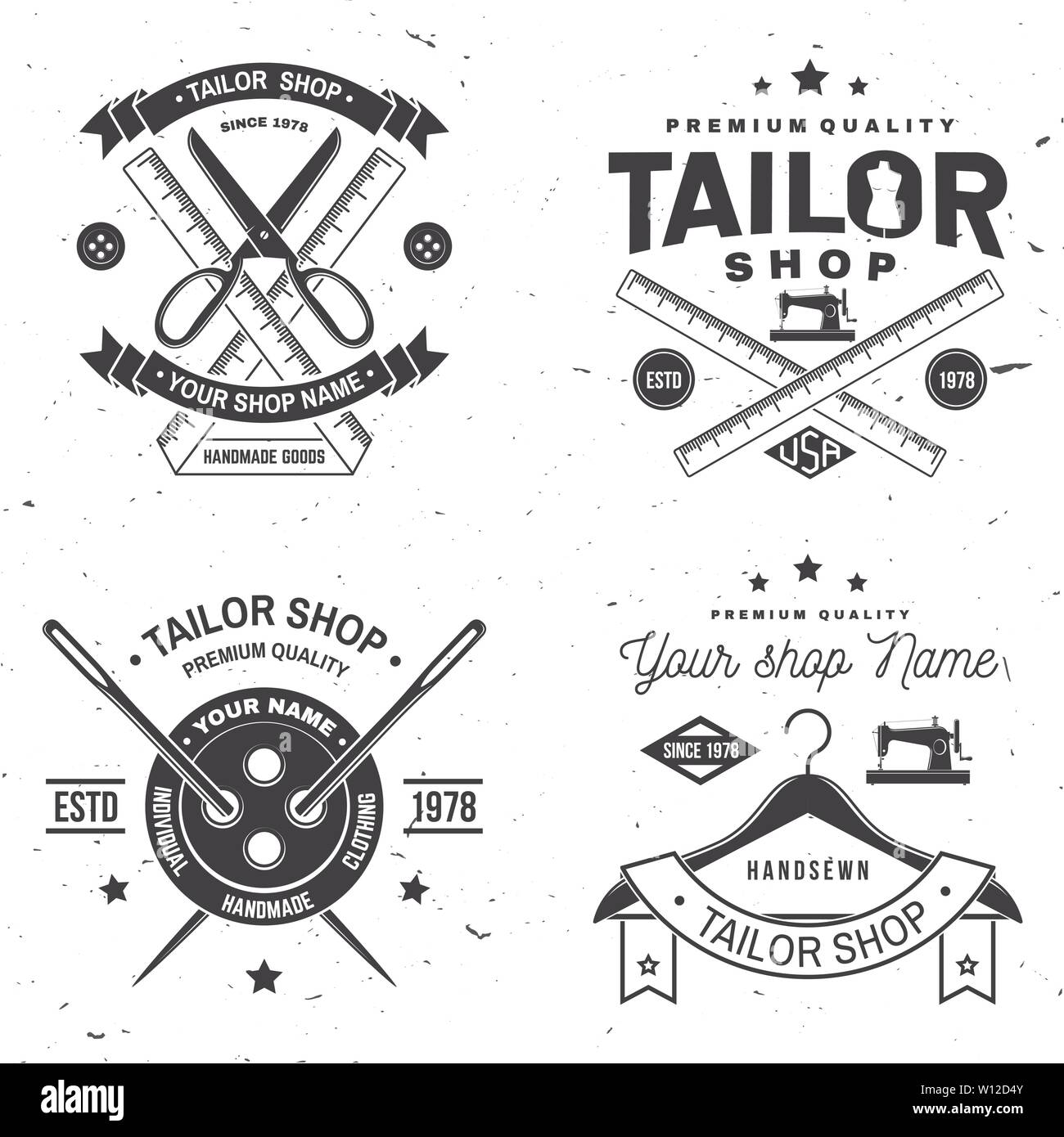 Set of tailor shop badges. Vector illustration Concept for shirt, print ...