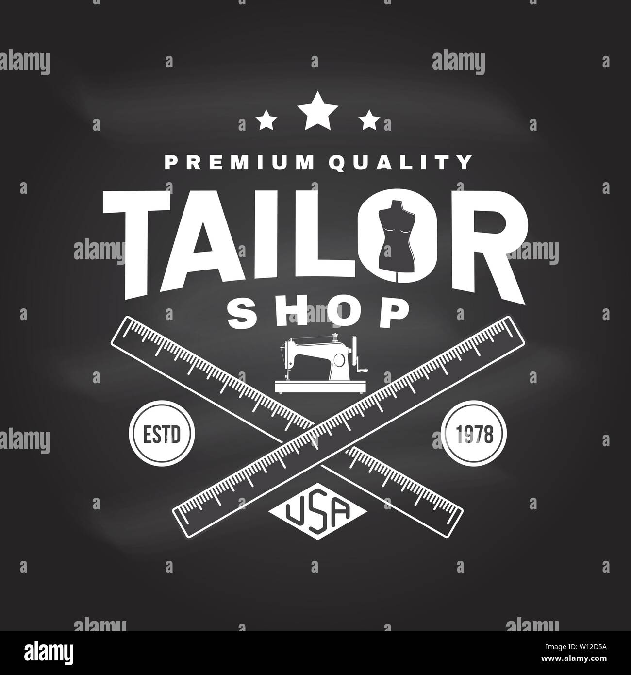Tailor shop badge. Vector illustration. Concept for shirt, print, stamp ...