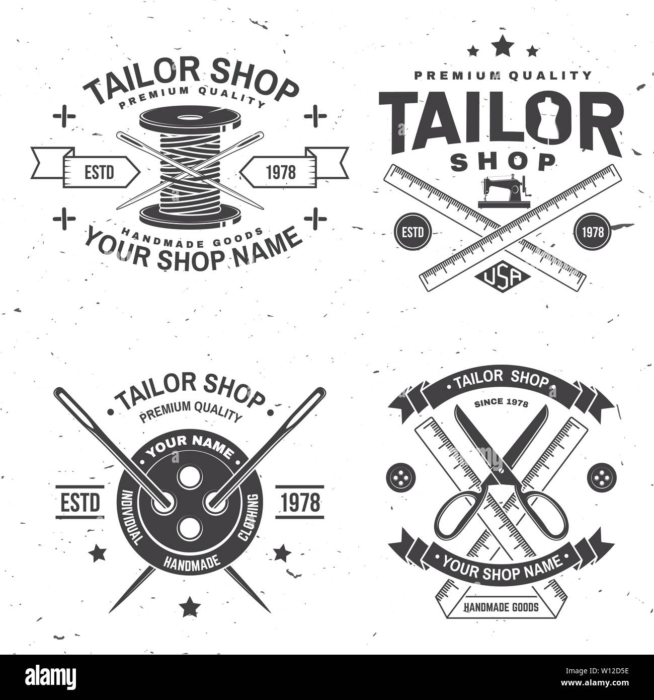 Set of tailor shop badges. Vector illustration Concept for shirt, print ...