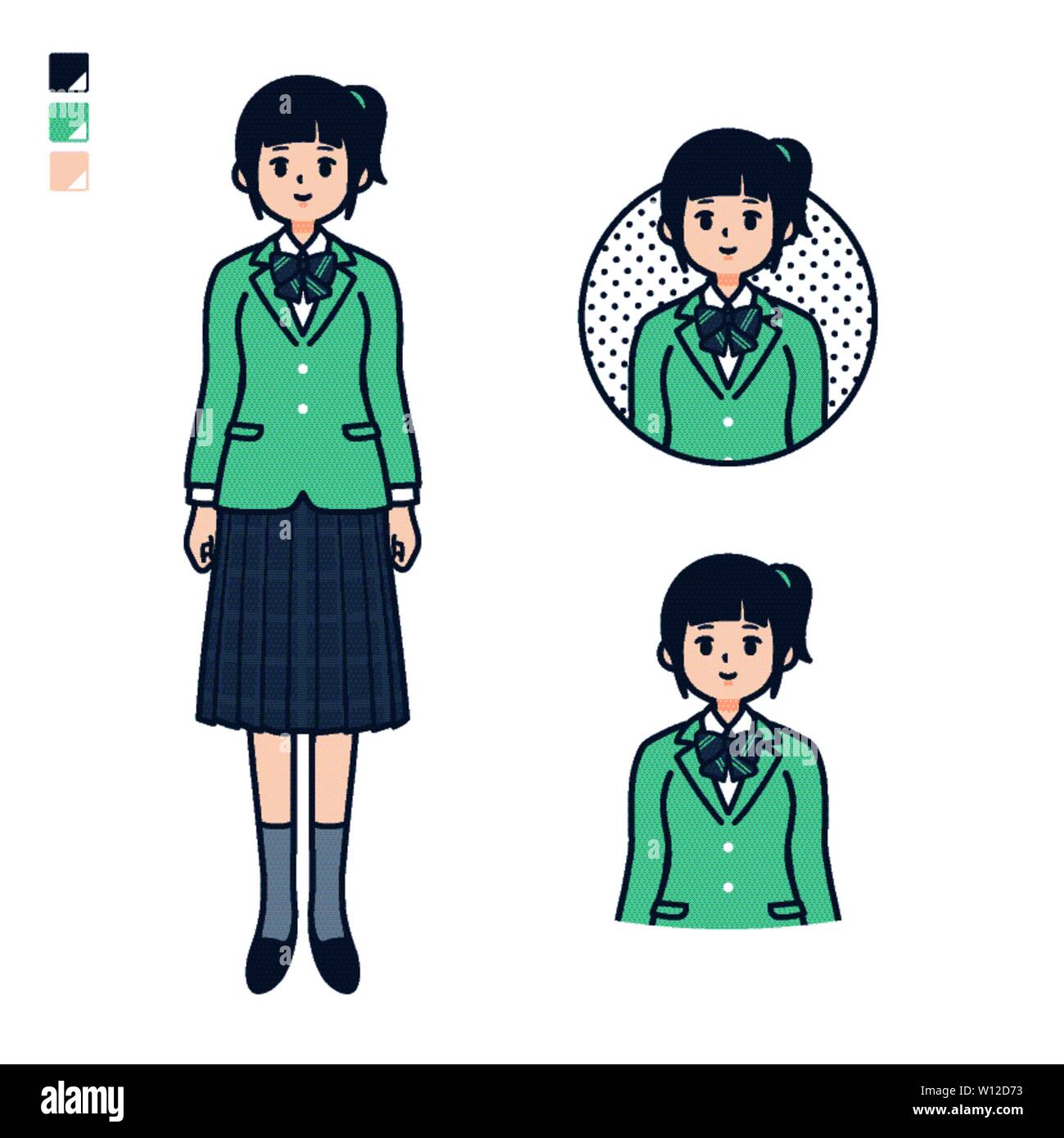 A Female student in a green blazer with Smiling images. It's vector art ...