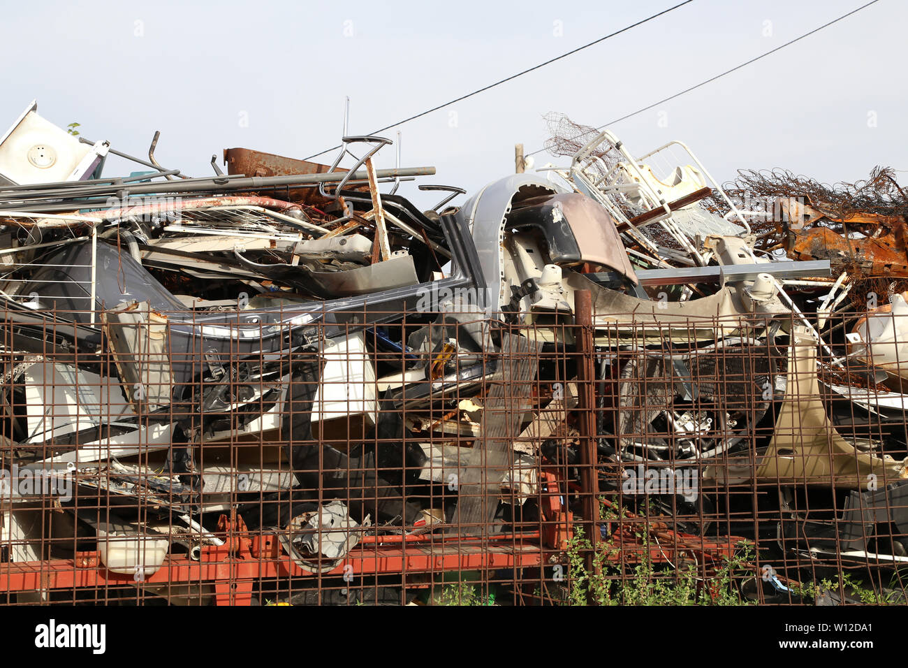 Scrap metal pile junk yard waste for recycling environment Stock Photo ...