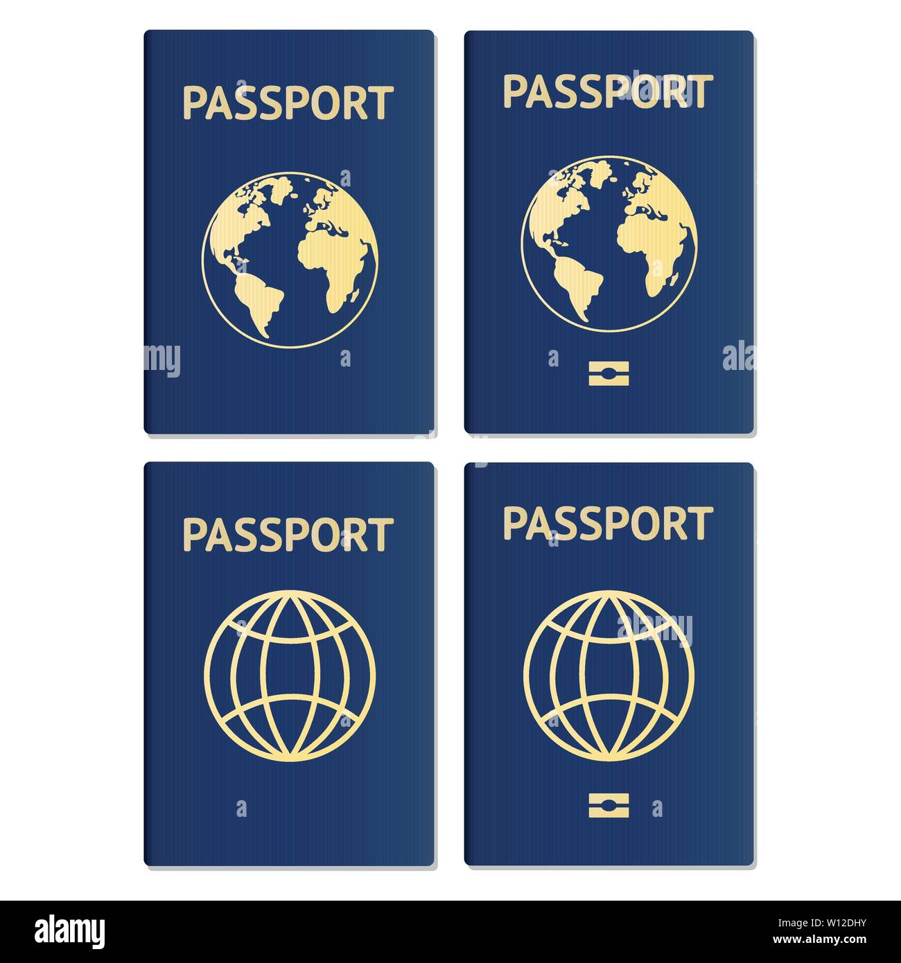 Set Of Passport Isolated On White Background Vector Illustration