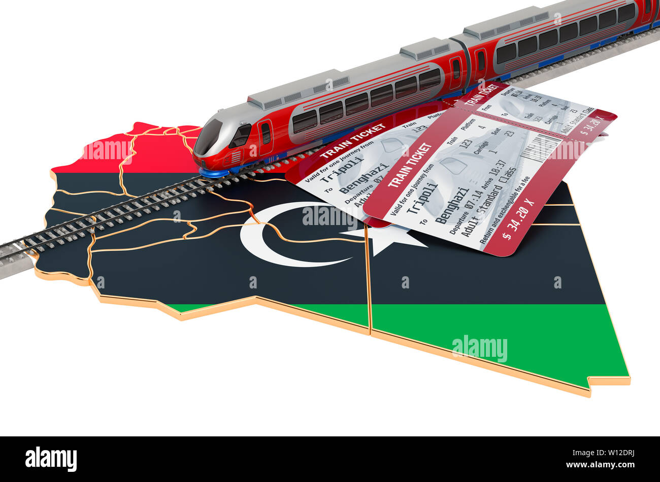 Train travel in Libya, concept. 3D rendering isolated on white ...