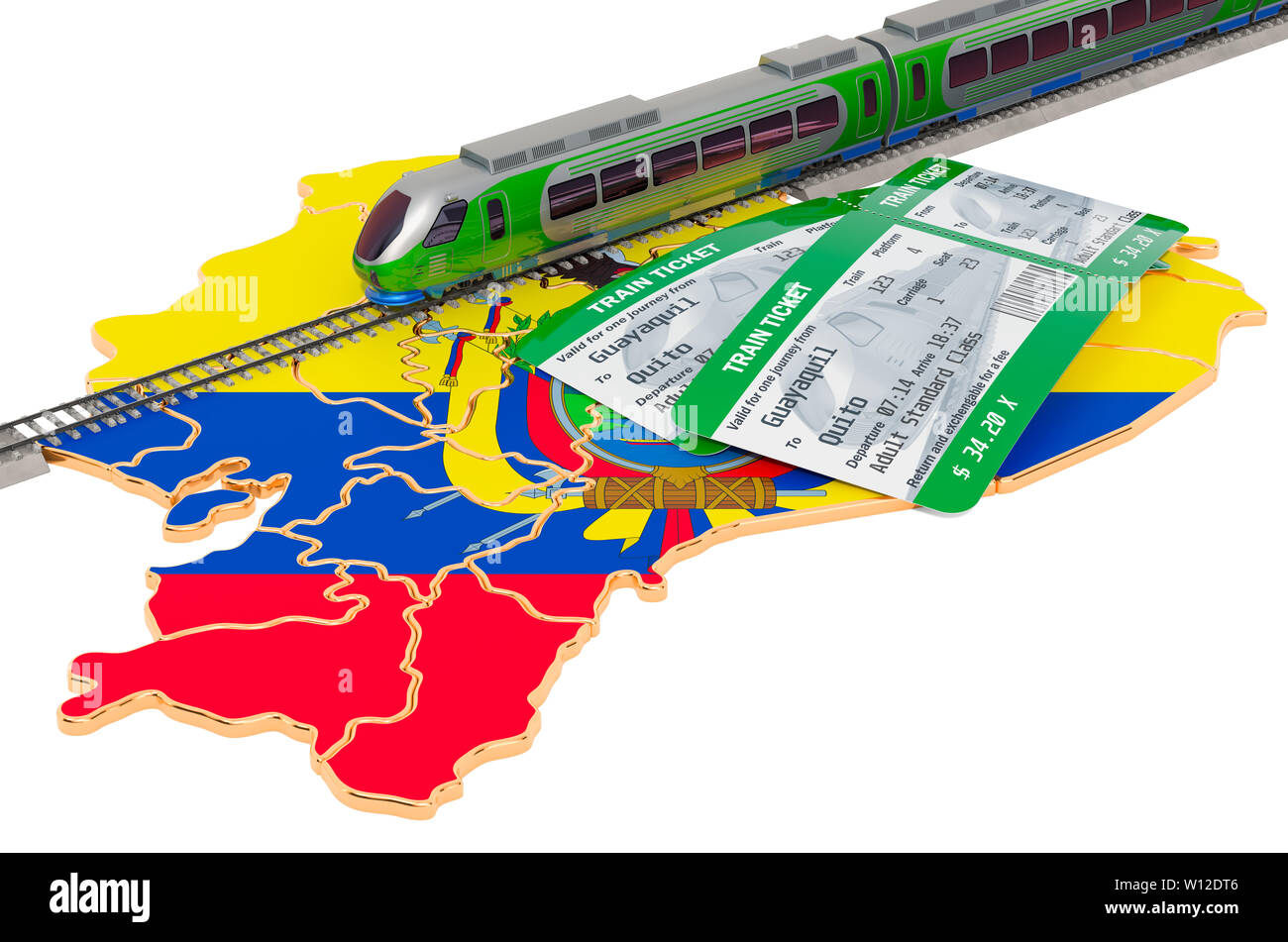 Train travel in Ecuador, concept. 3D rendering isolated on white ...