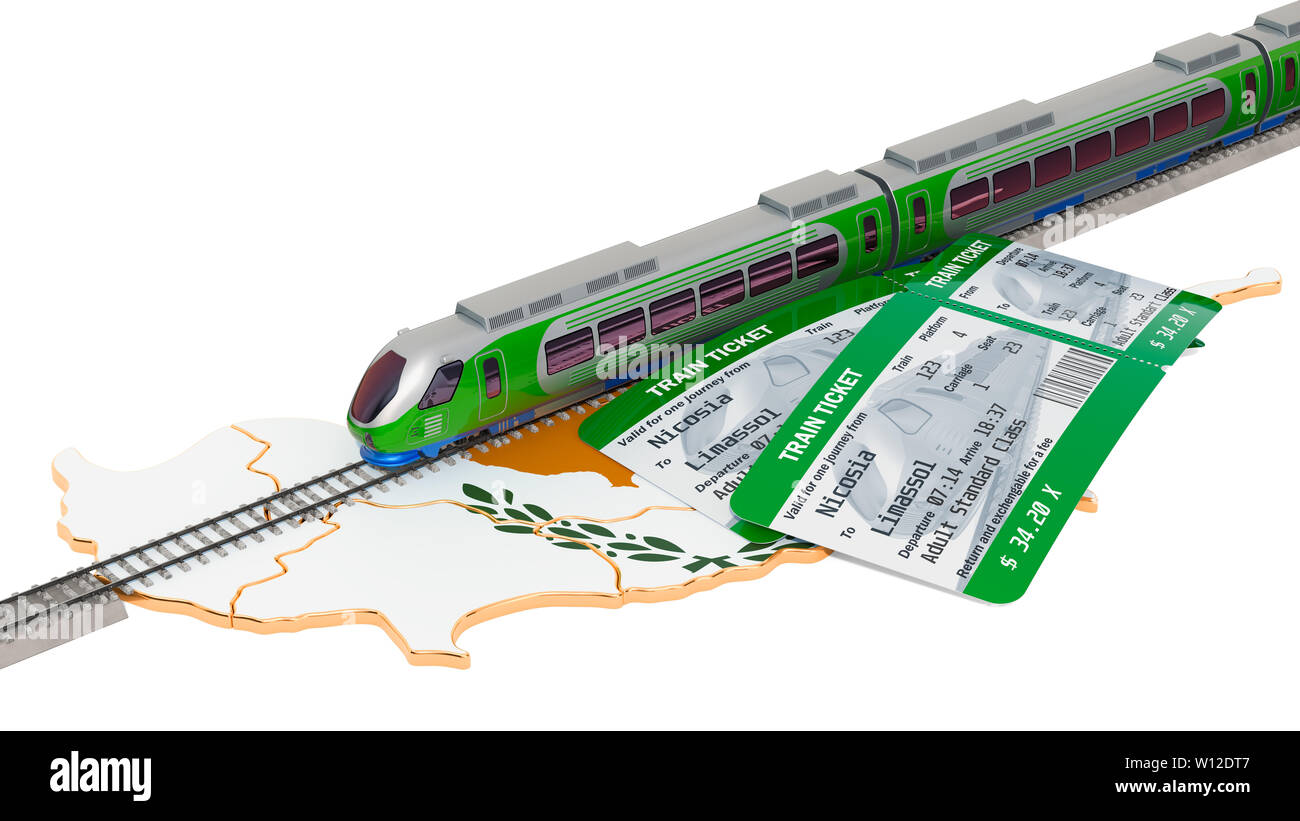Train travel in Cyprus, concept. 3D rendering isolated on white ...