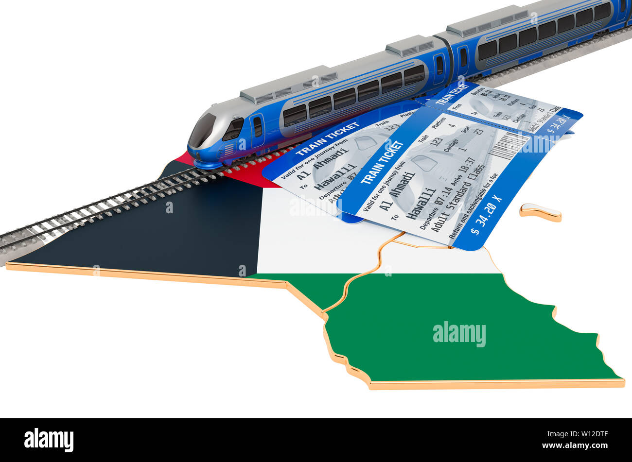 Train travel in Kuwait, concept. 3D rendering isolated on white ...