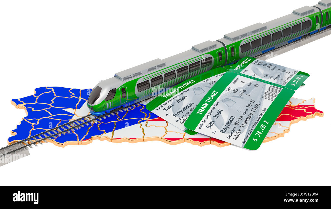 Train travel in Puerto Rico, concept. 3D rendering isolated on white ...
