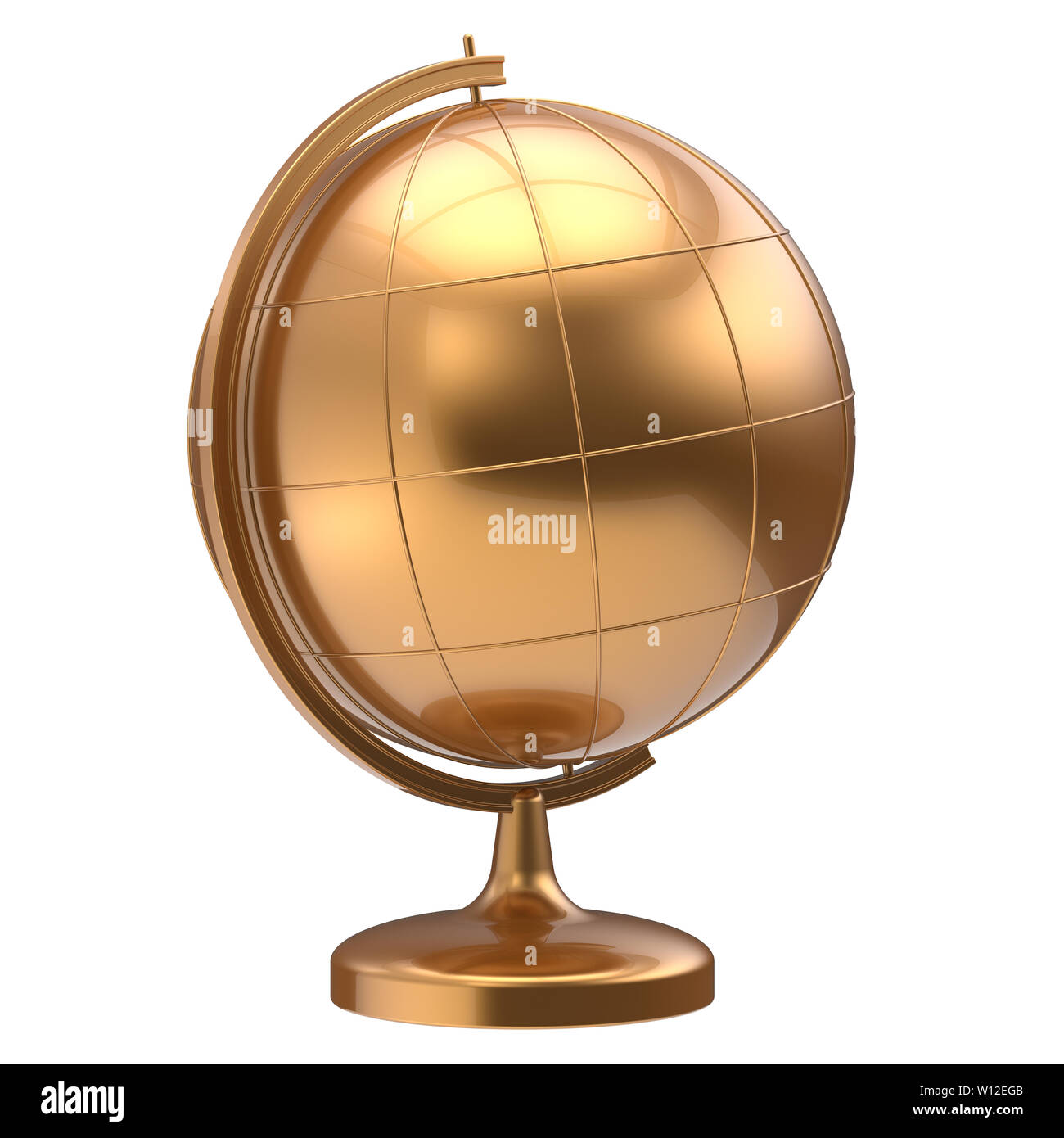 Golden globe blank planet Earth global geography school studying world ...