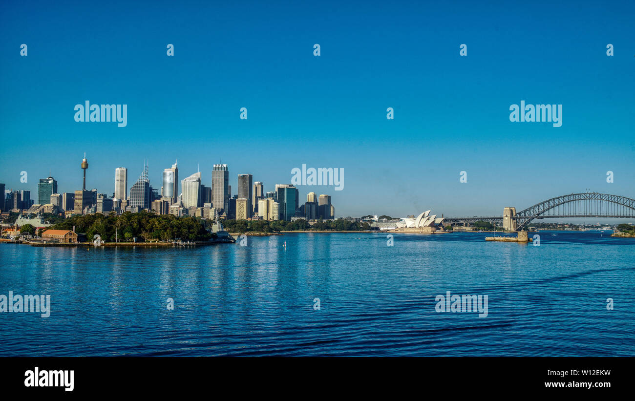 Classic Skyline of Sydney, Australia. city, opera house; harbour bridge ...