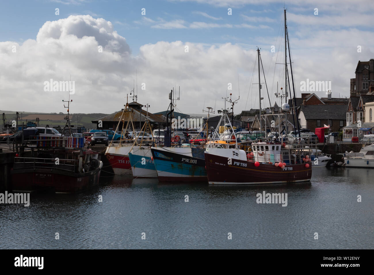 Fishing Boats at Padstow Stock Photo - Alamy