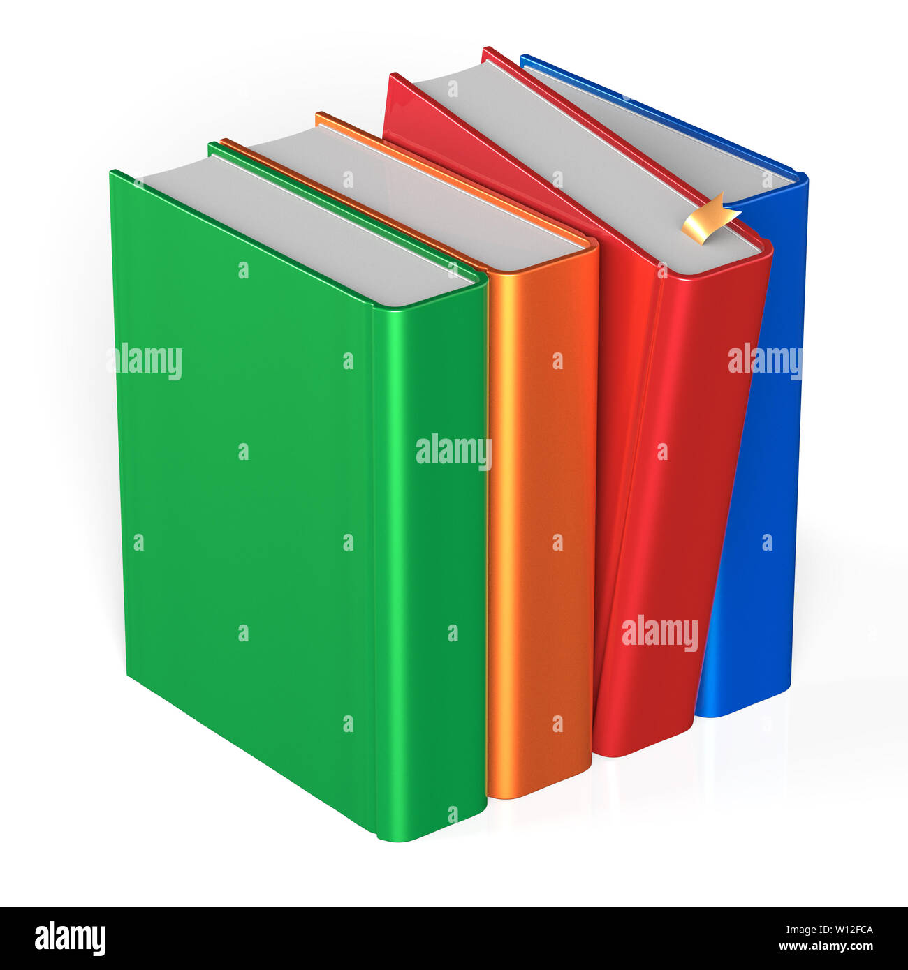 Blank books row four 4 covers selecting red colorful standing textbook ...