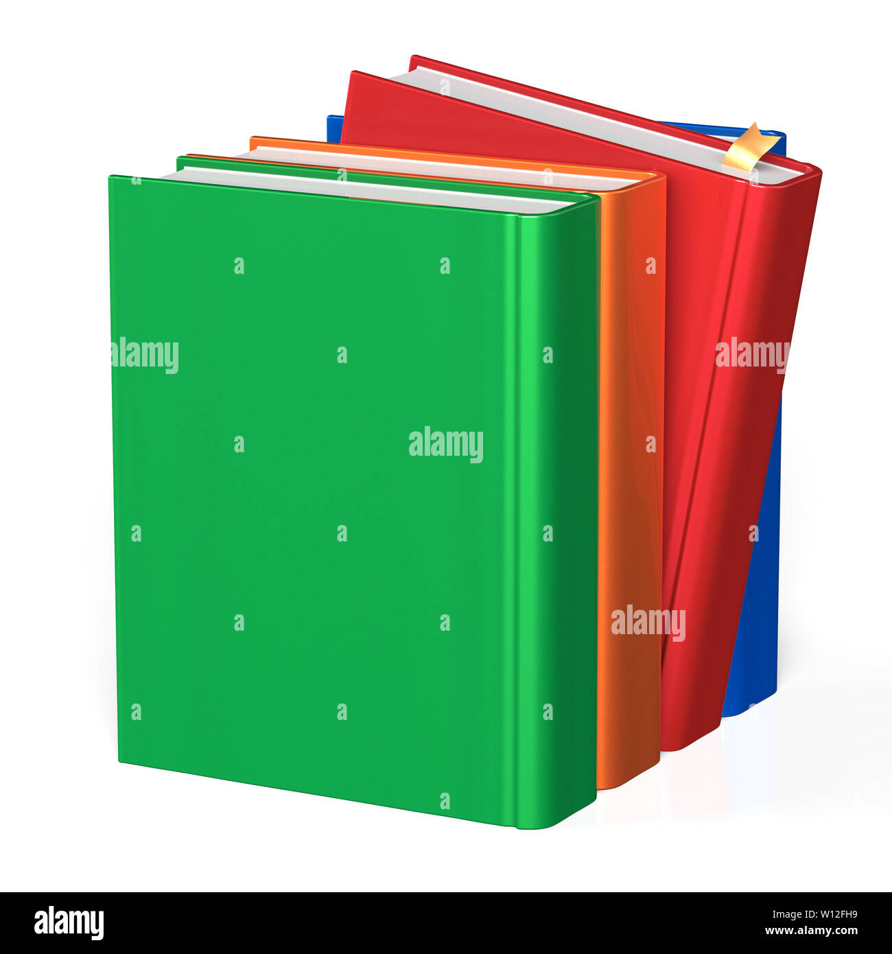 Book selecting take from bookshelf four books row 4 grab one red blank ...