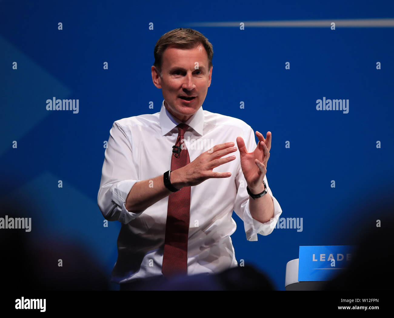 Conservative party leadership contender Jeremy Hunt speaking during a ...