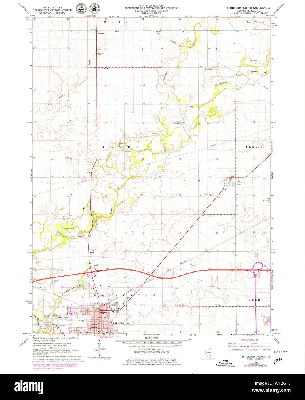 USGS TOPO Map Illinois IL Princeton North 308543 1966 24000 Restoration ...