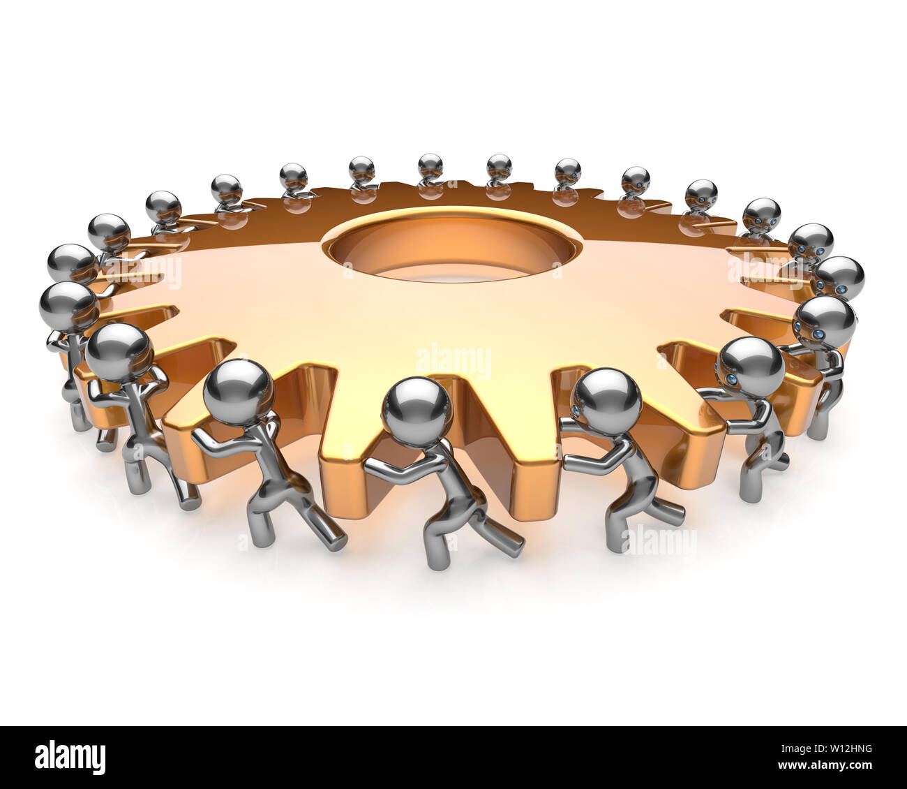 Gearwheel partnership teamwork team work hard job business men turning ...