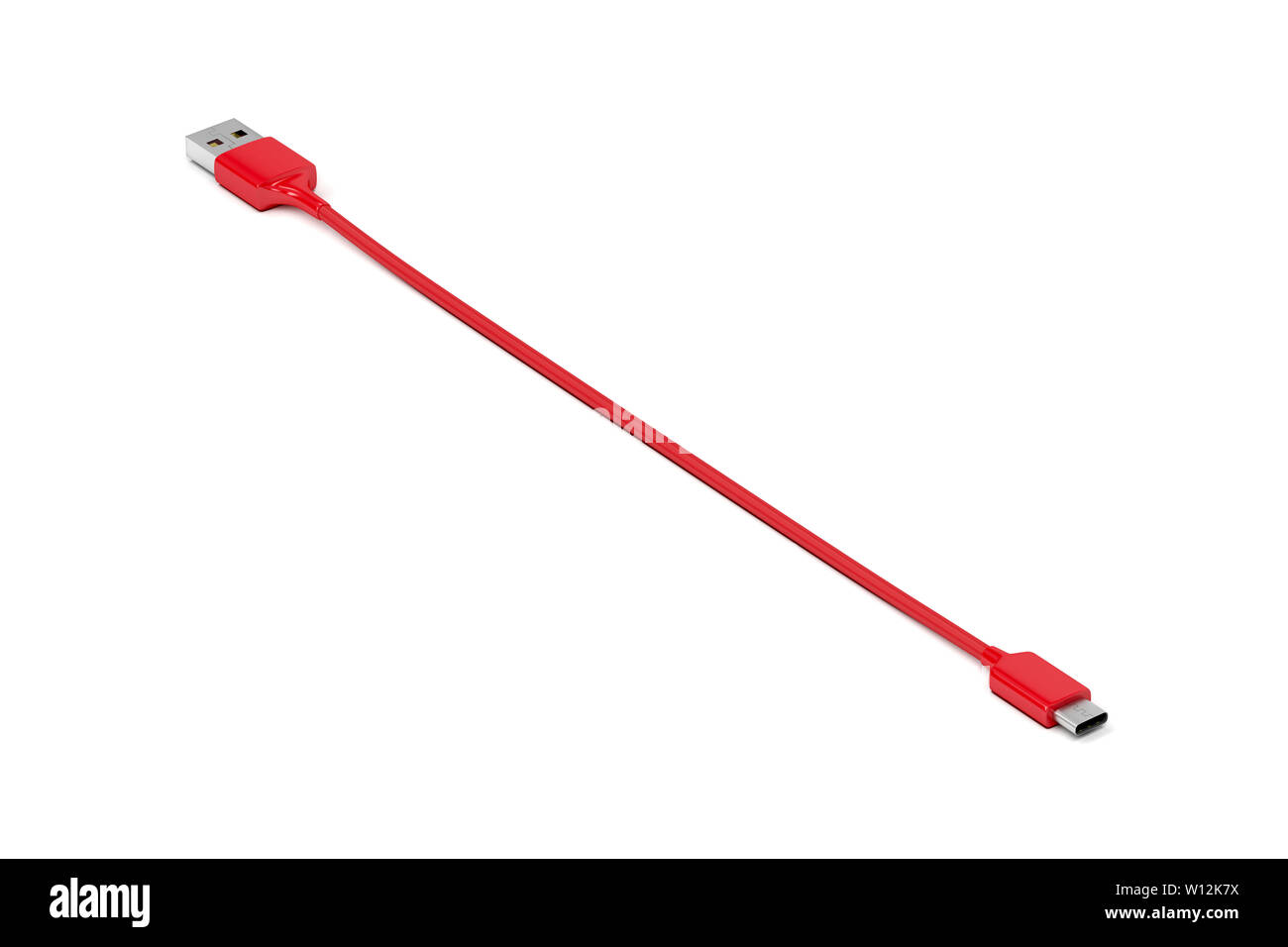 Red usb-c to usb-a cable on white background Stock Photo - Alamy