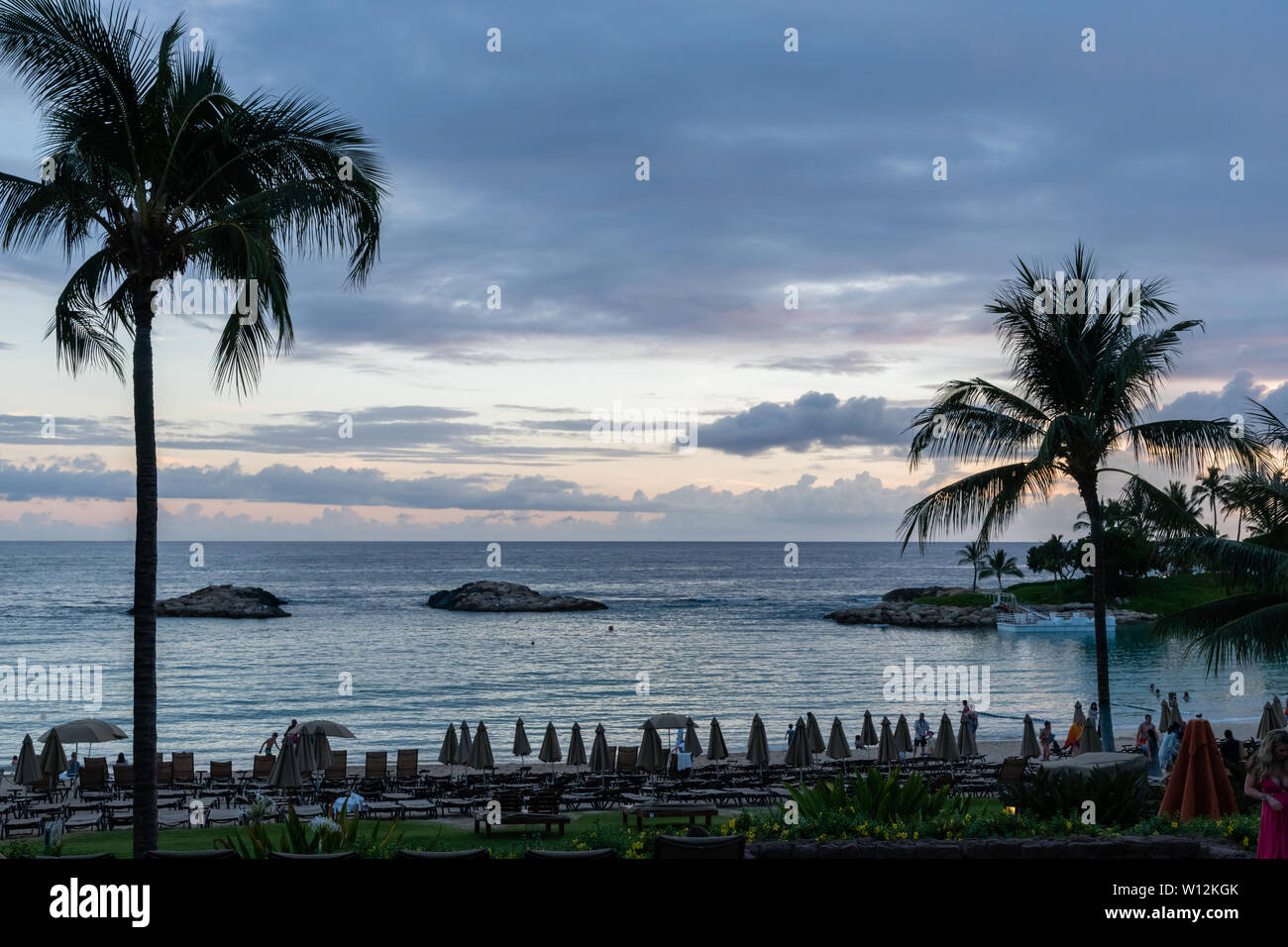 Beautiful sunset at the Ko Olina lagoons, Oahu, Hawaii Stock Photo - Alamy