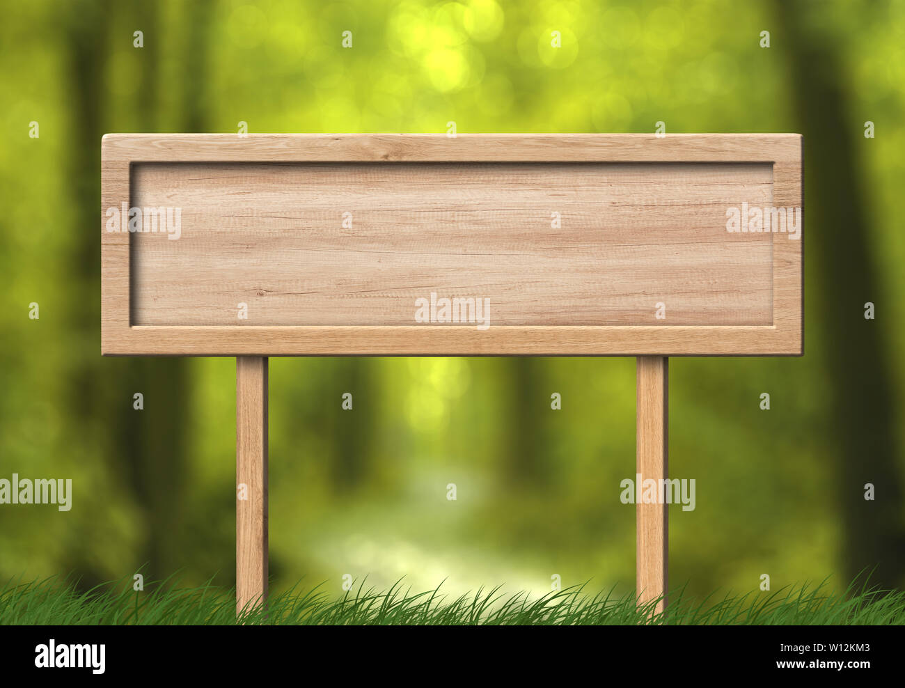 Empty oblong signboard with forest background Stock Photo - Alamy