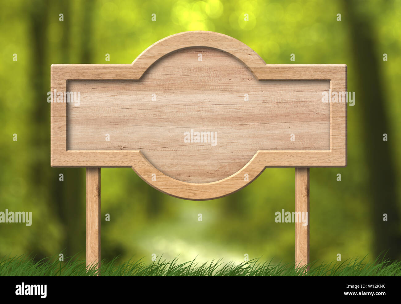 Empty signboard with rounded shape and forest background Stock Photo ...