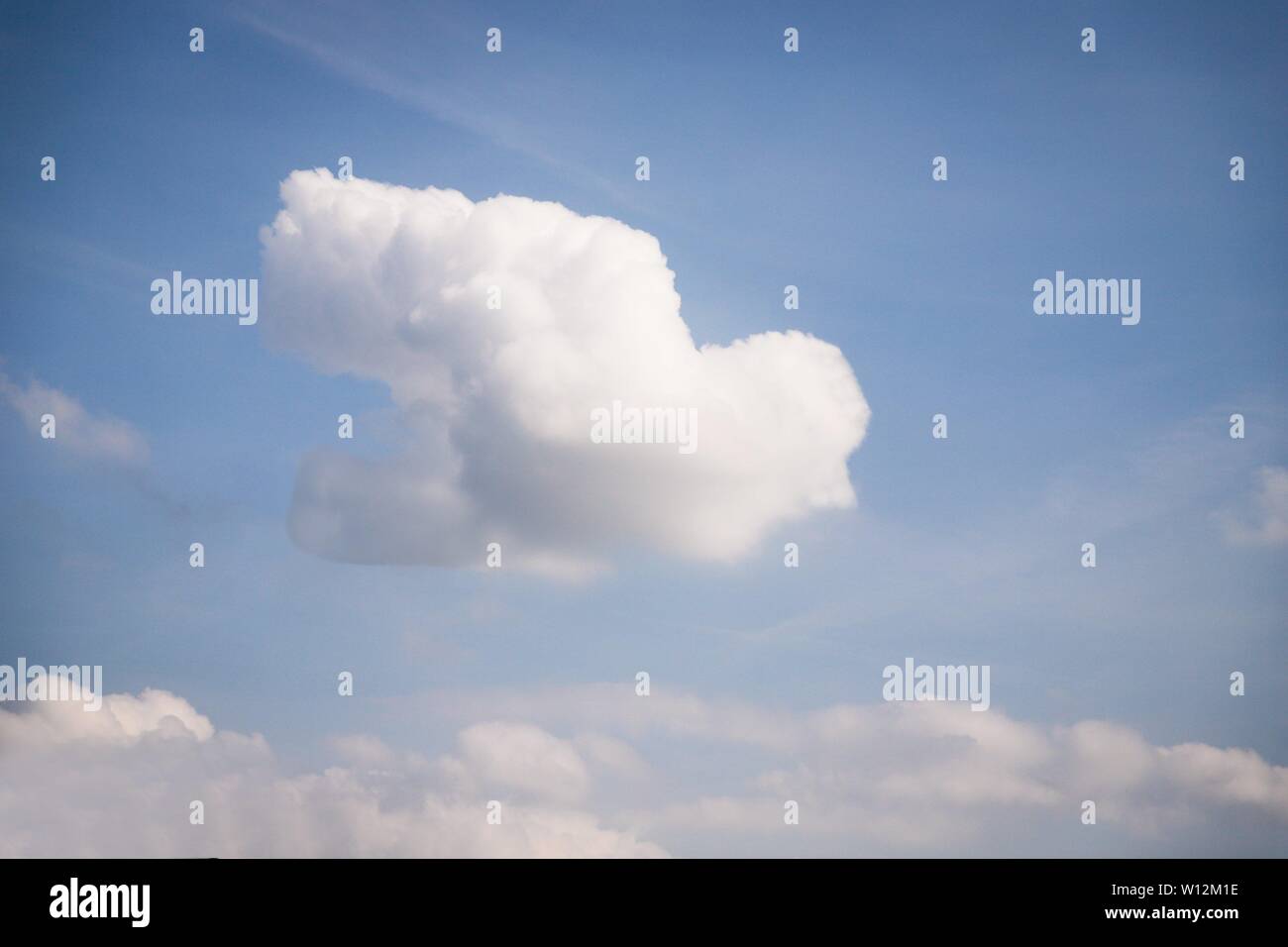 White bird shaped cloud flying in the blue sky. Faith, symbol concept ...