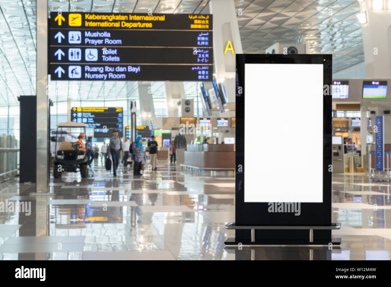 beauty full blank advertising billboard at airport background large LCD ...