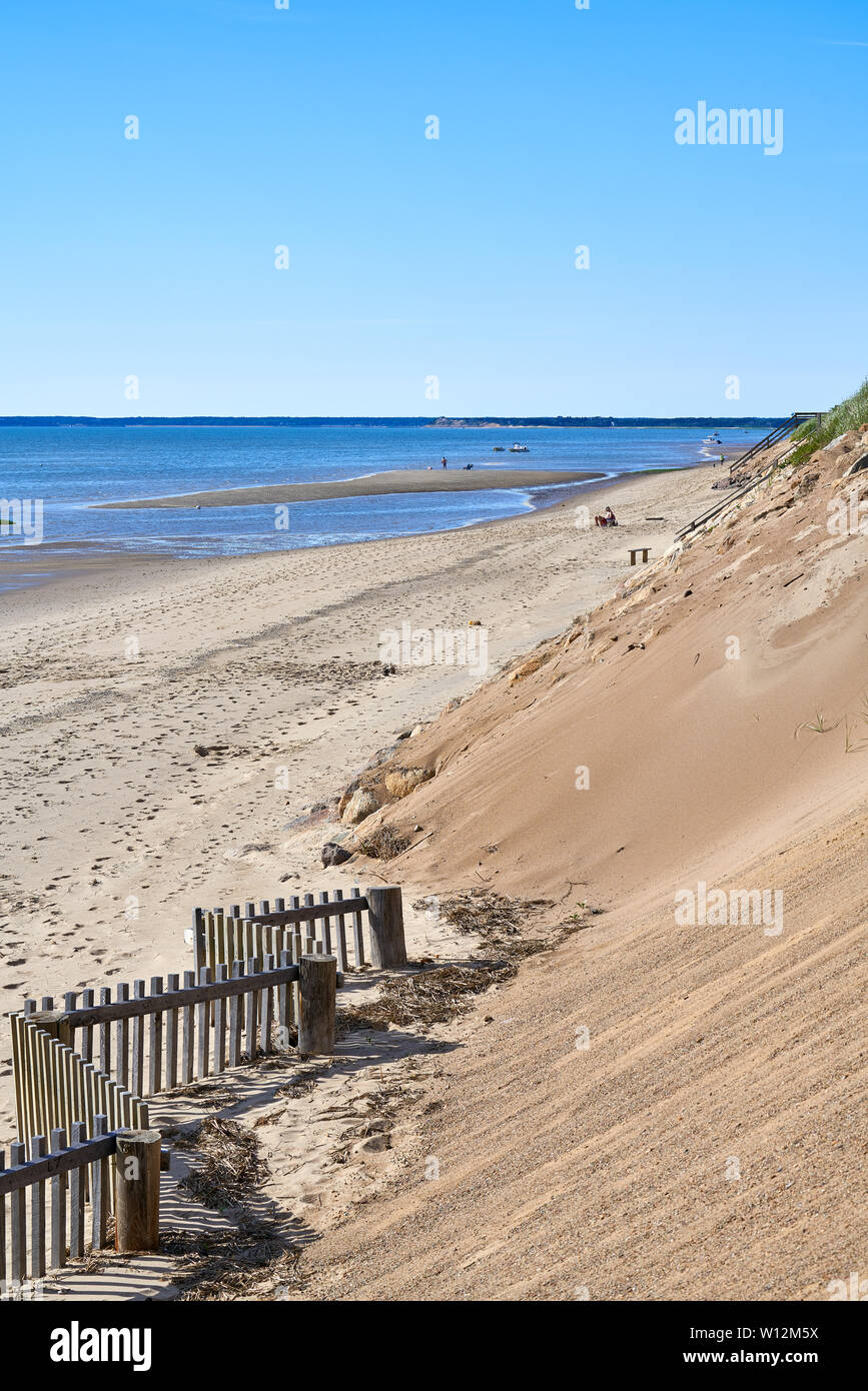 looking along the beach toward the water in Cape Cod Massachusetts with ...