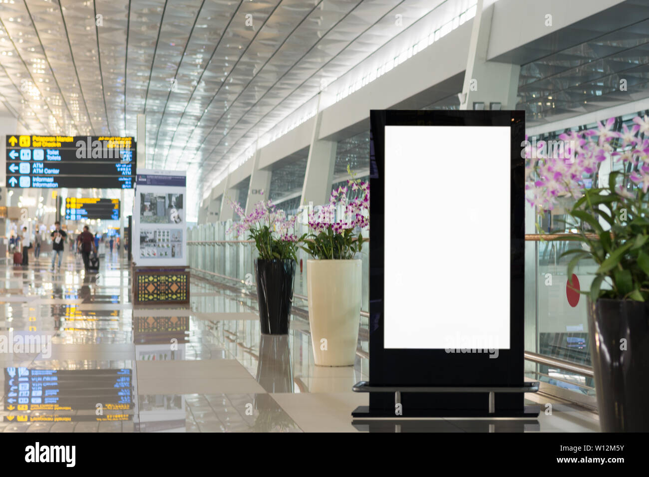 beauty full blank advertising billboard at airport background large LCD ...