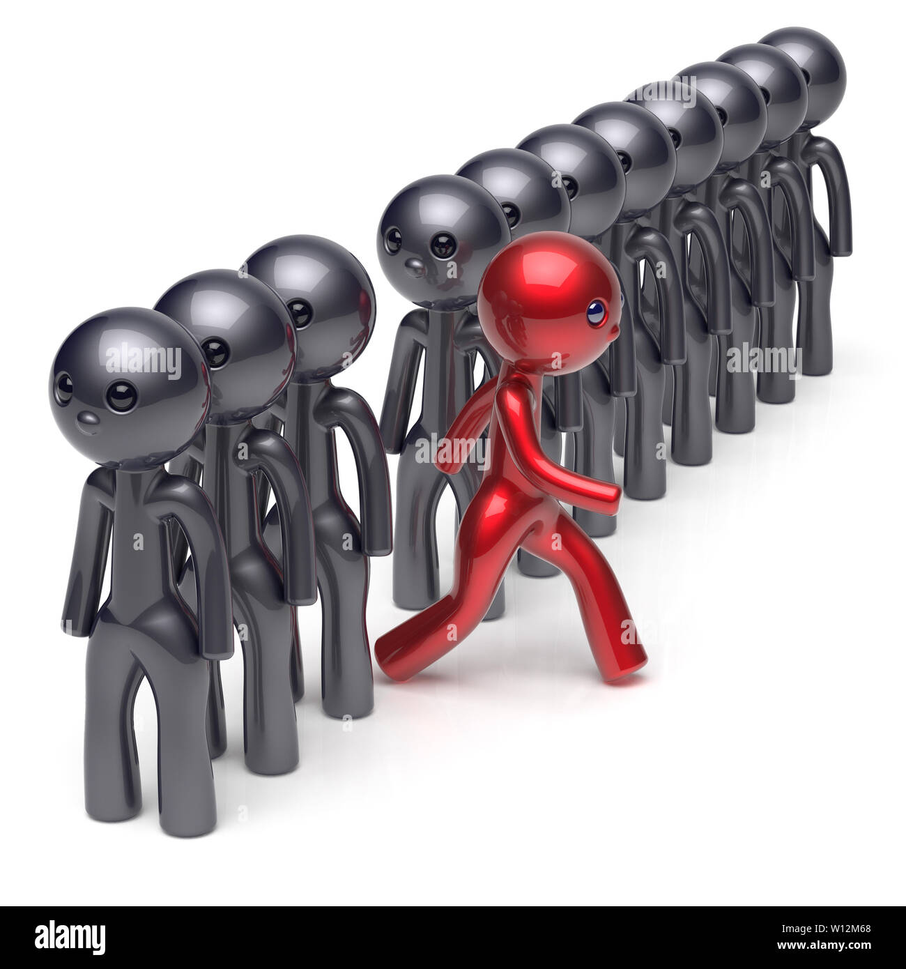 Different people red character individuality stand out from the black ...