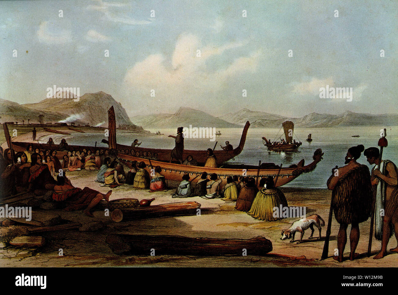 Maori canoe illustration hi-res stock photography and images - Alamy