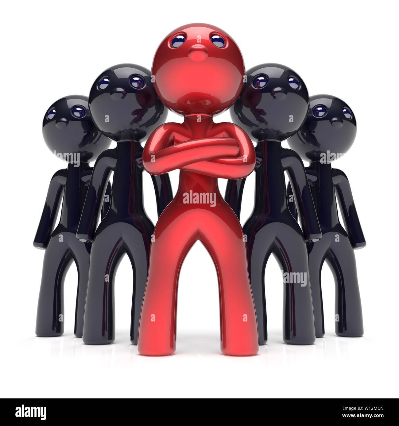 Leadership teamwork stylized red character black men crowd businessman ...