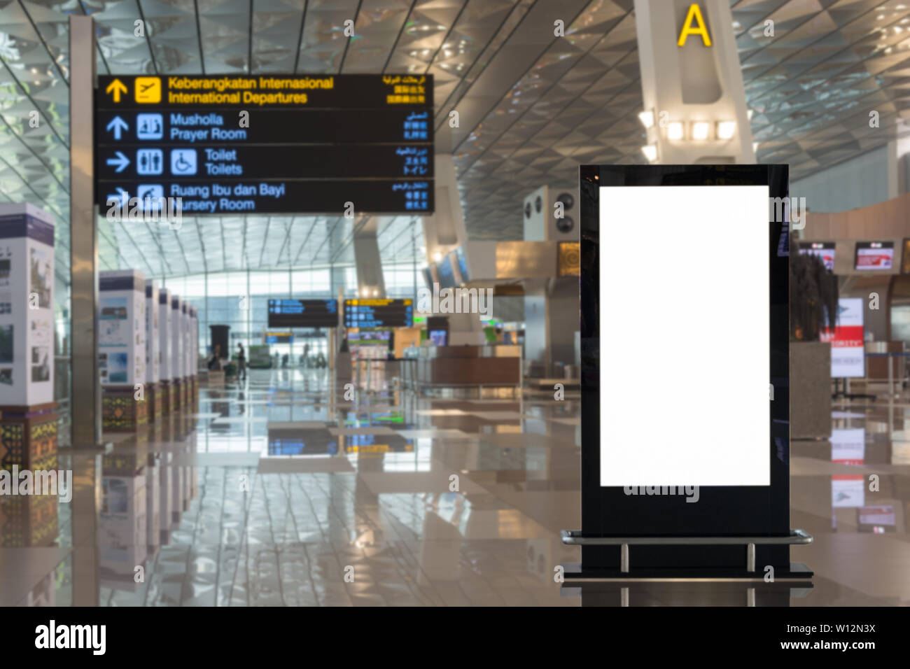 beauty full blank advertising billboard at airport background large LCD ...
