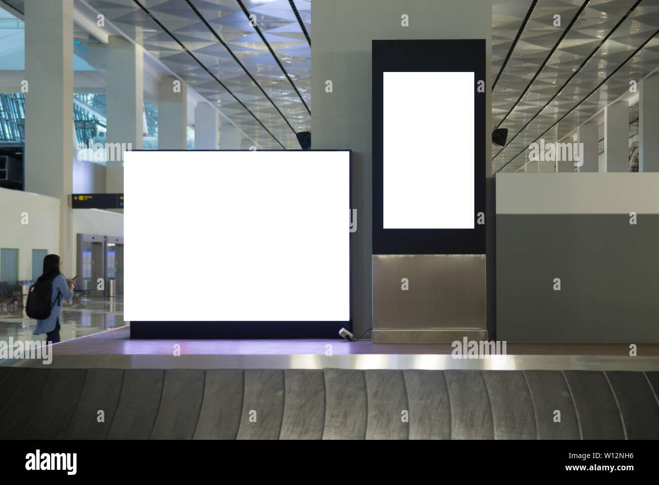beauty full blank advertising billboard at airport background large LCD ...