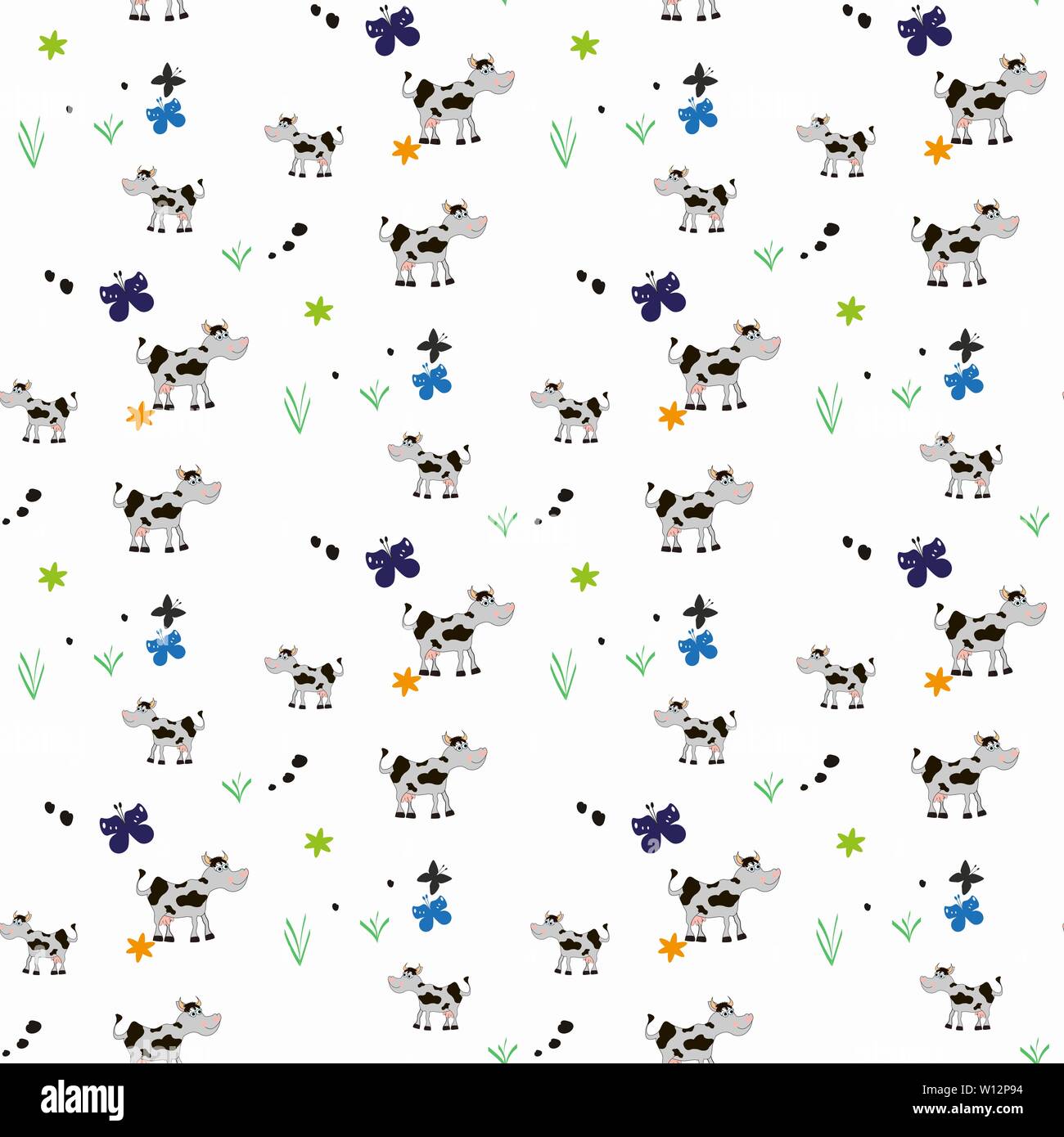 Cute smile cows seamless pattern,cartoon illustration eps 10 Stock ...