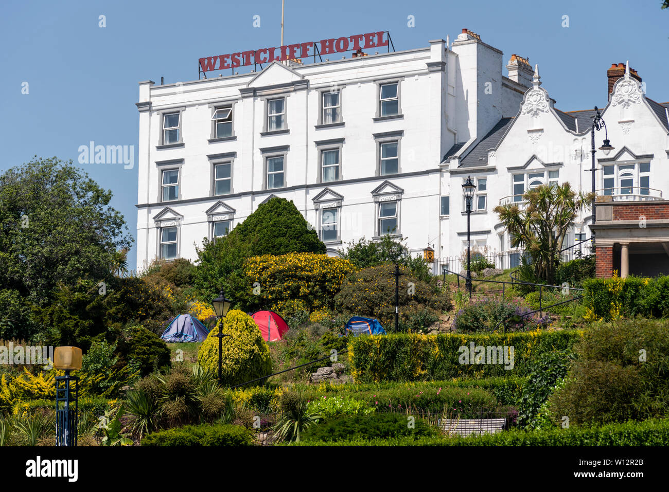Westcliff Hotel on the cliffs above Southend on Sea seafront Essex, UK ...
