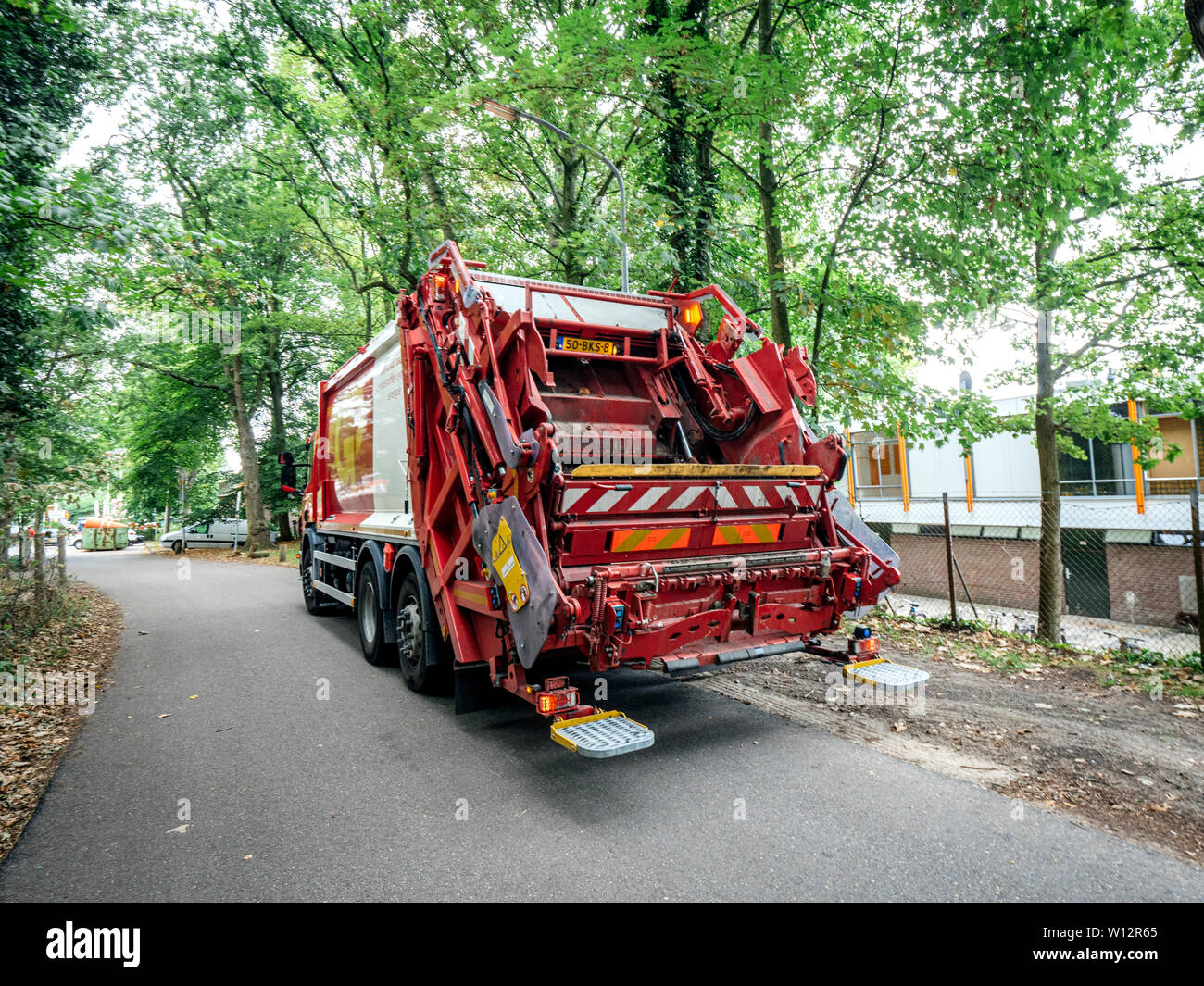 Haarlem, Netherlands - Aug 16, 2018: Rear view of Dutch garbage ...